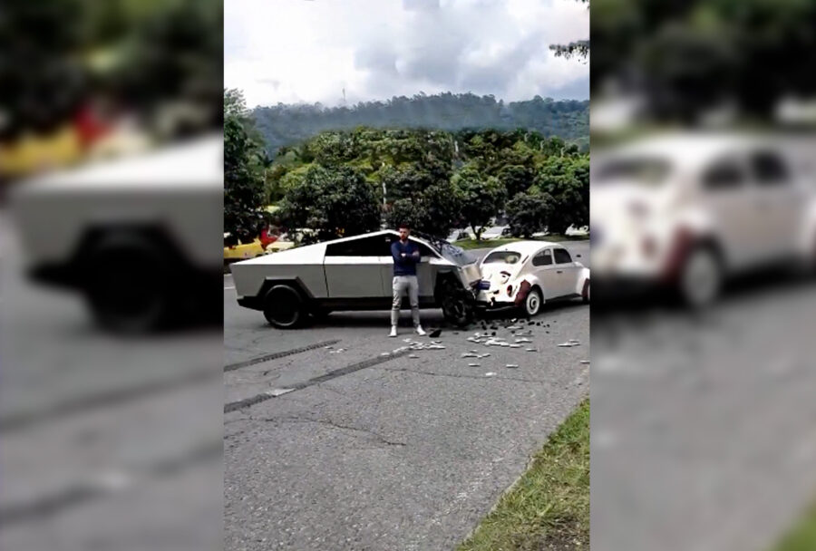 ¡Vocho 1, Cybertruck 0! Video muestra el resultado del choque con el ...